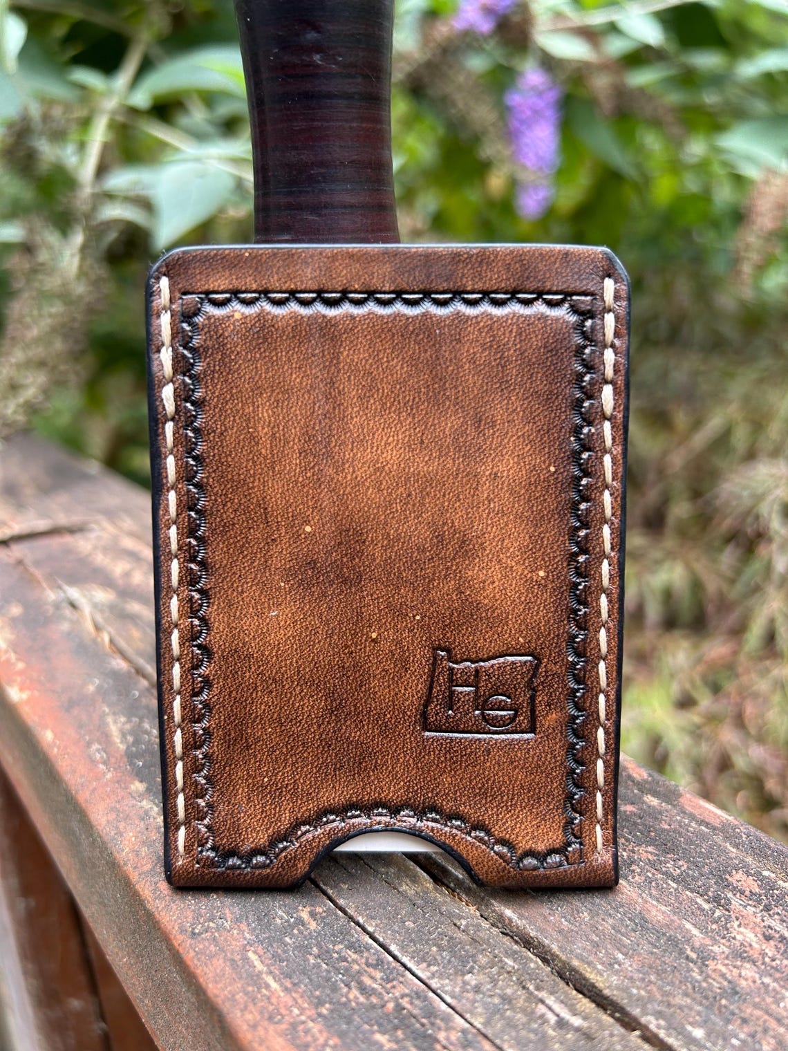 Hand Tooled Leather Card Wallet With Bass - Etsy