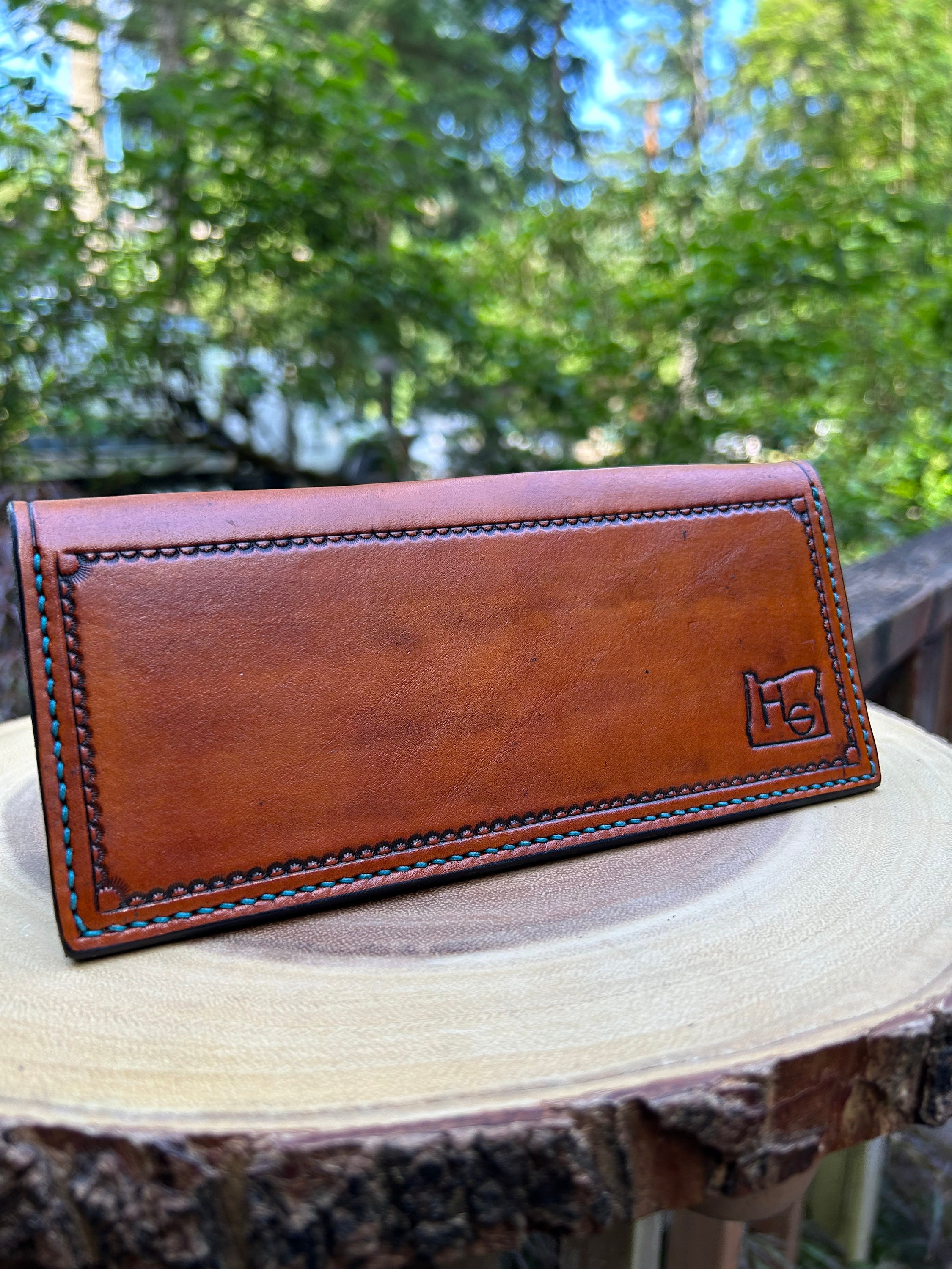 Hand Tooled Leather Long Wallet With Desert Scene - Etsy
