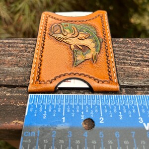 Hand Tooled Leather Card Wallet With Bass - Etsy