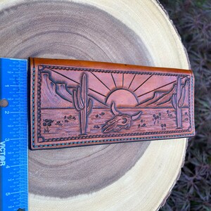 Hand Tooled Leather Long Wallet With Desert Scene - Etsy