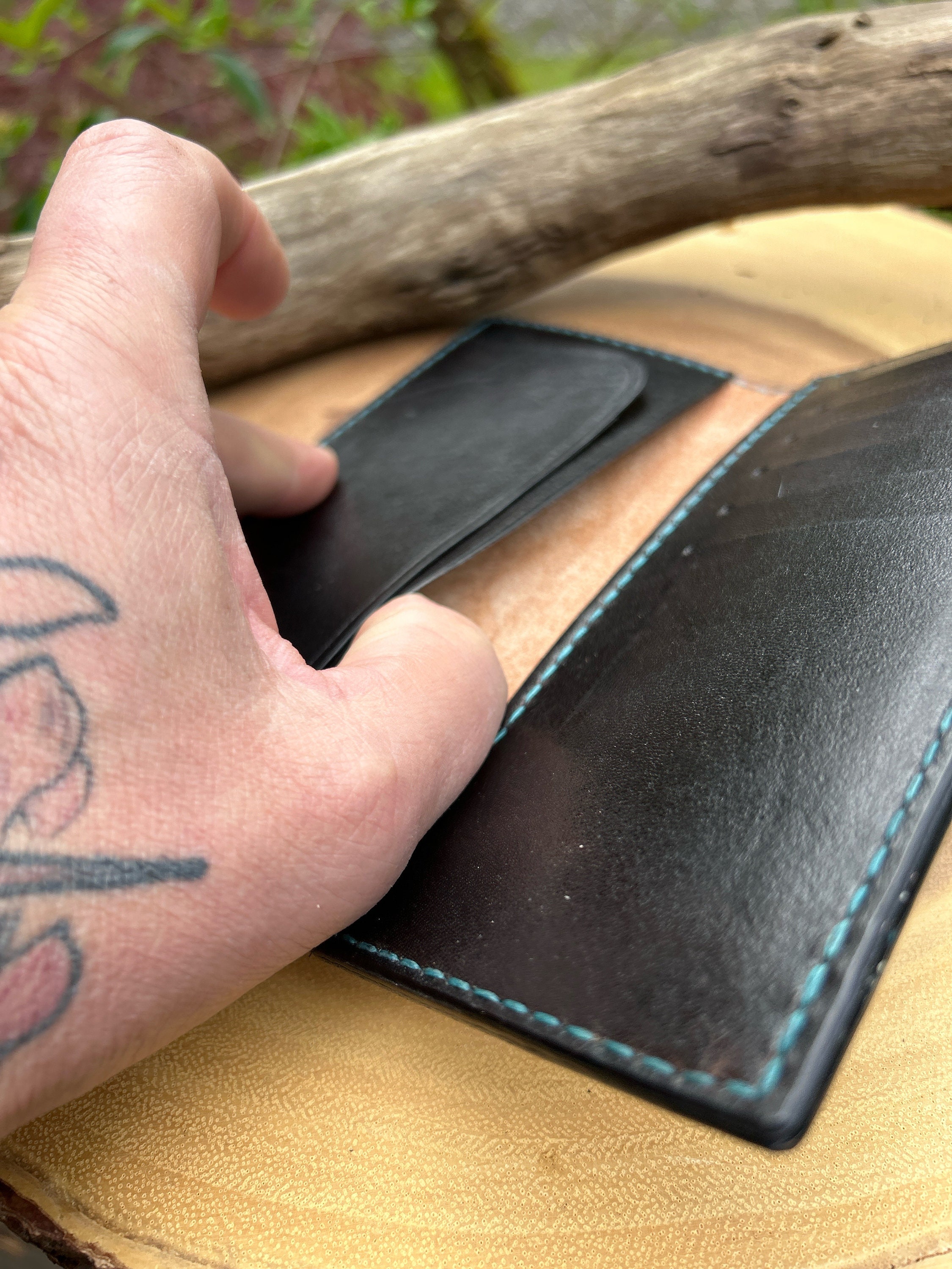 Hand Tooled Leather Roper Wallet With Steer Skull and Basket Weave - Etsy