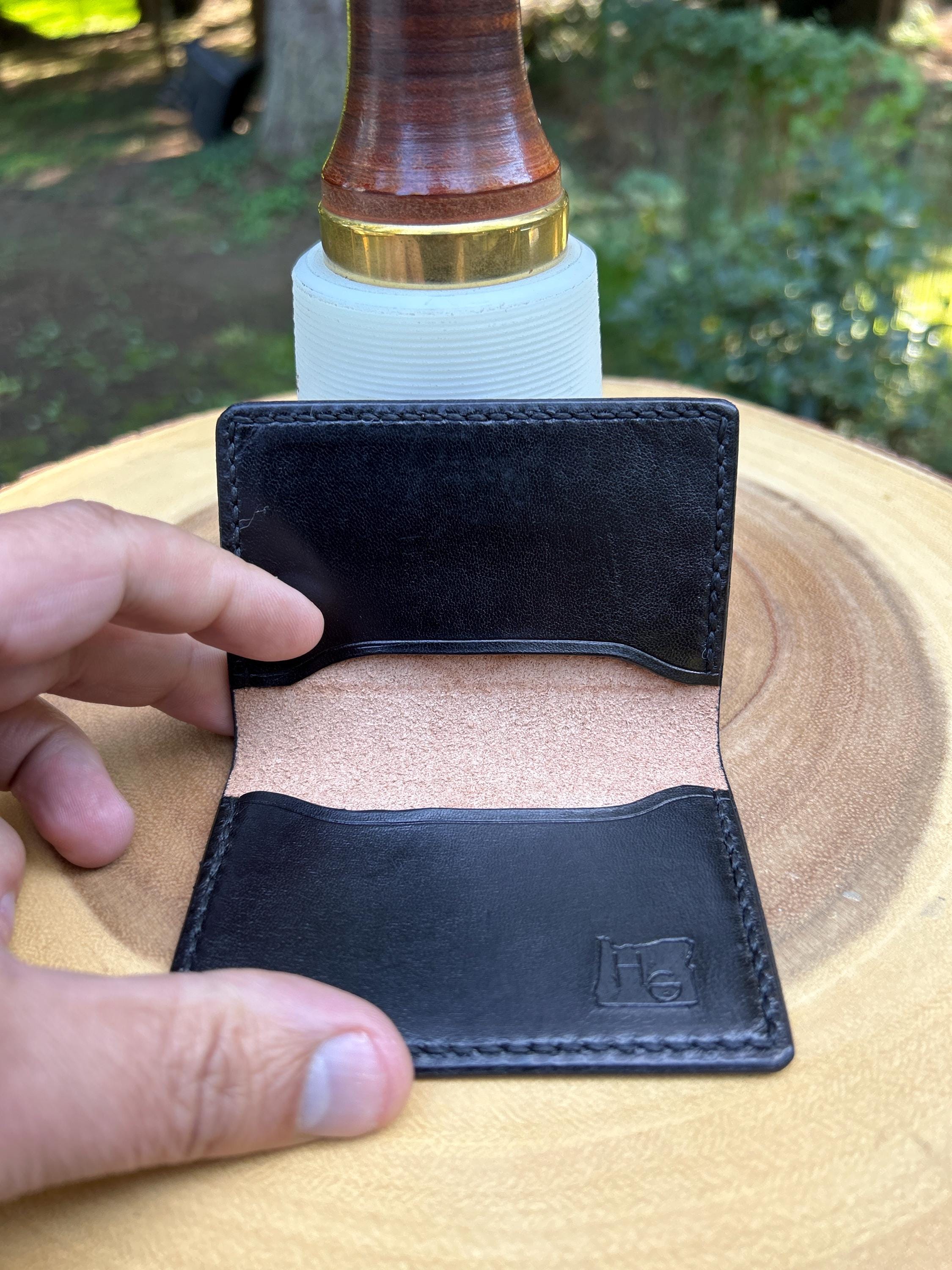 Hand Tooled Leather, 2 Pocket Card Wallet With Basket Weave - Etsy