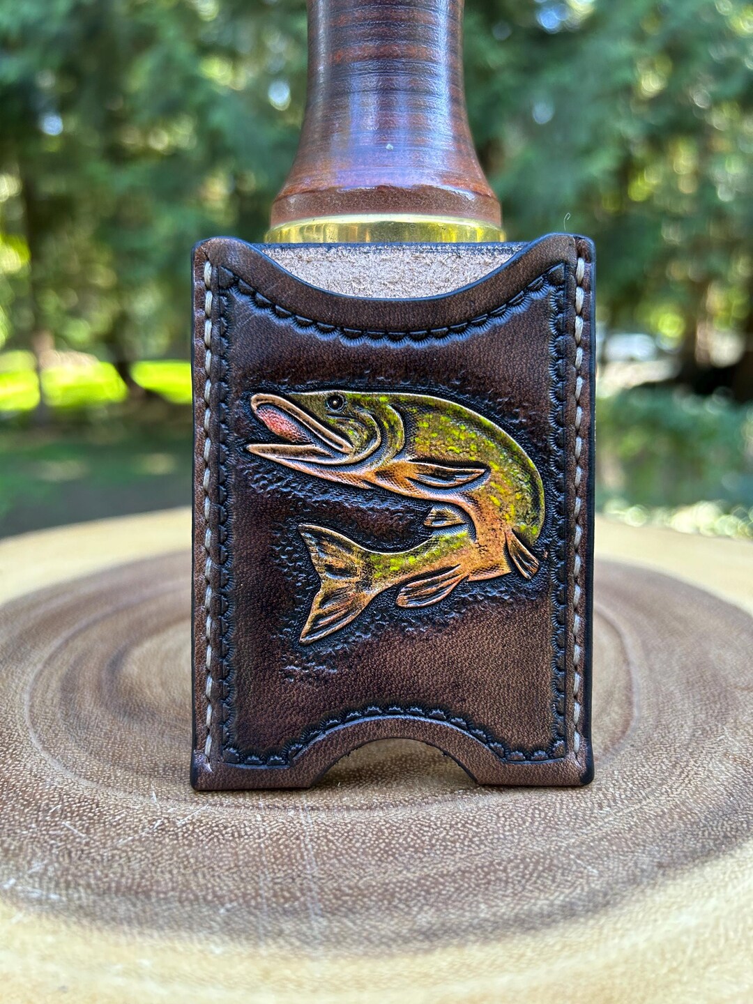 Hand Tooled Leather Card Wallet With Northern Pike - Etsy