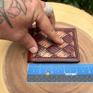 Hand Tooled Leather Wallet With Basket Weave - Etsy