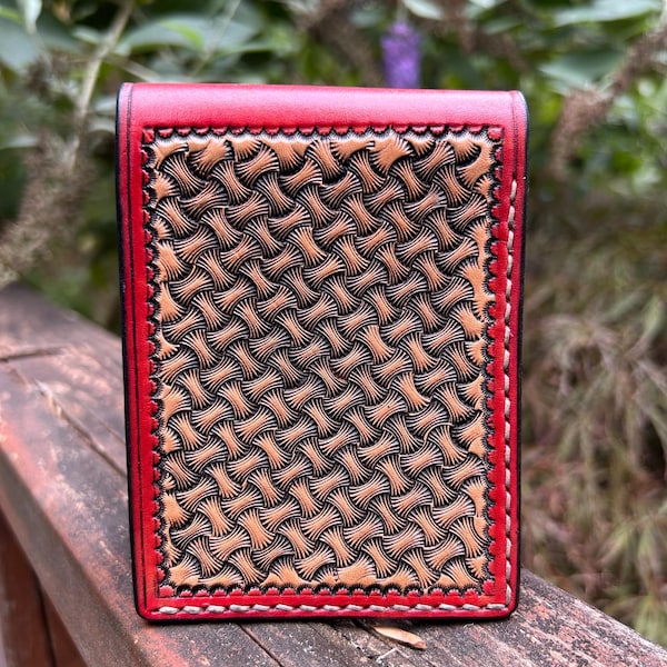 Hand Tooled Leather Card Wallet With Bass - Etsy