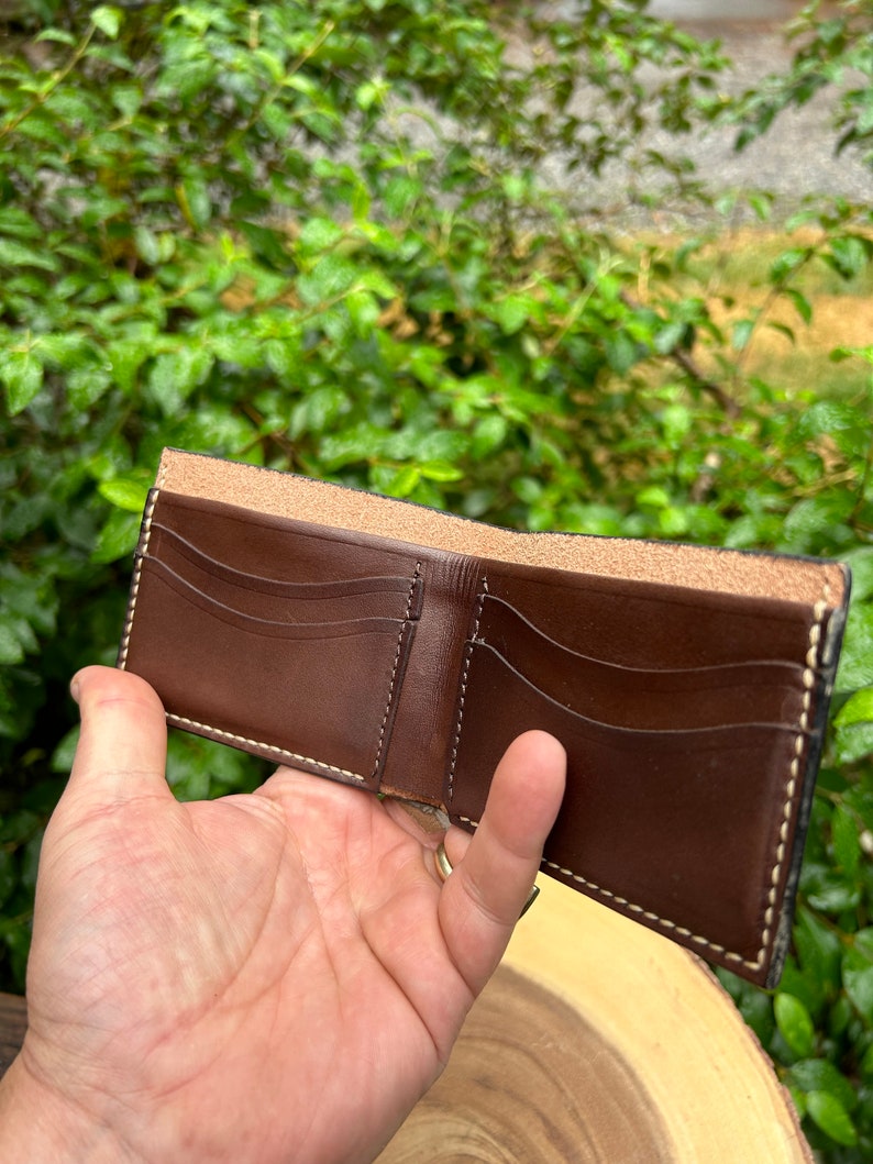 Hand Tooled Leather Wallet With Basket Weave - Etsy