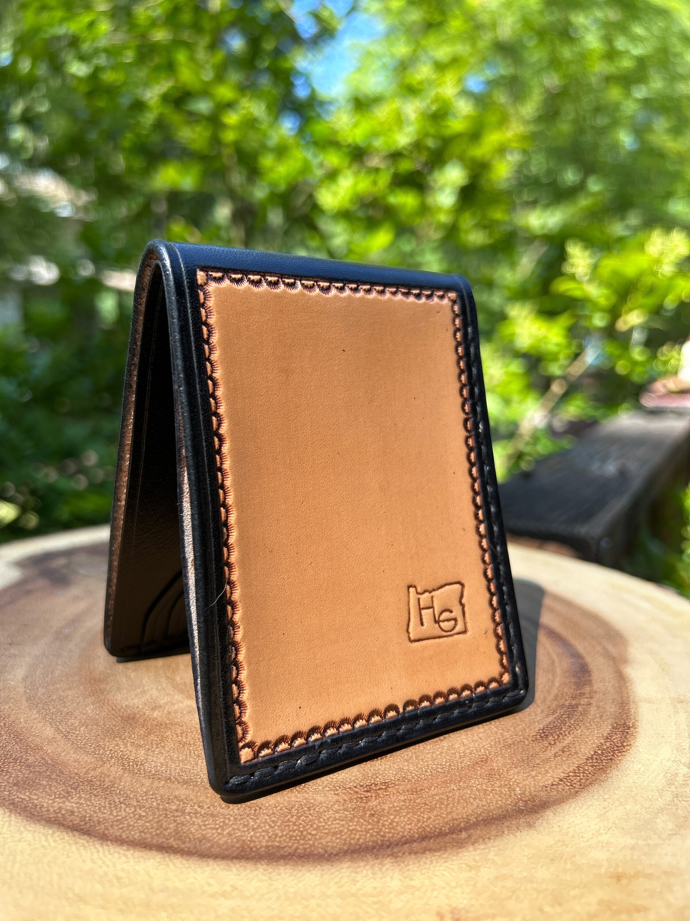 Hand Tooled Leather Bi Fold Wallet With Desert Scene - Etsy