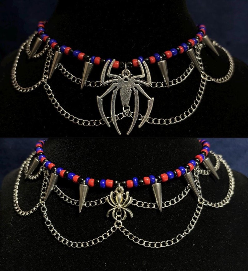 Hobie Brown Spiderpunk Spider Web Chain Beaded Necklace - Etsy