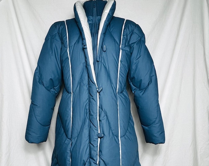 Vintage 1980s Puffer Coat/classic Sleeping Bag Coat Down Feather Filled ...