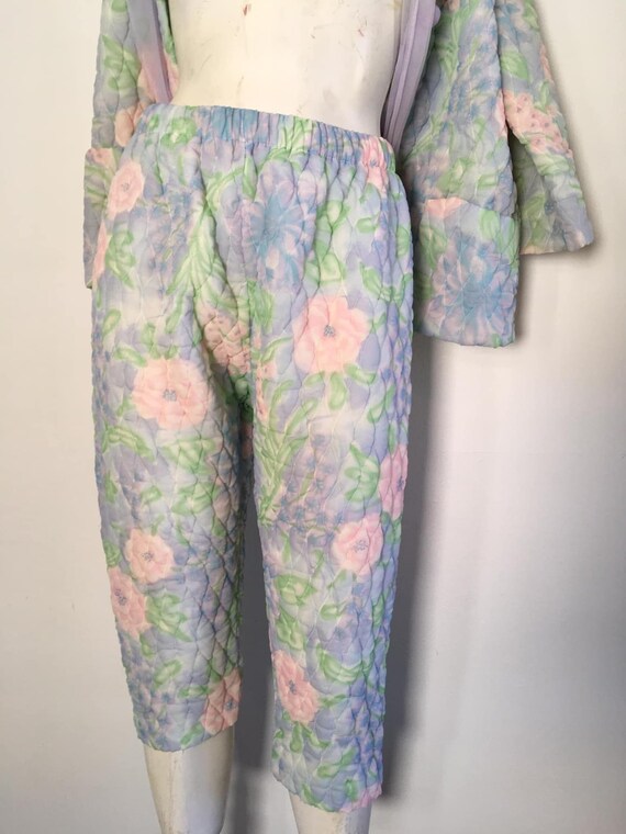 1960s Floral Quilted Loungewear Capri Set - Gem