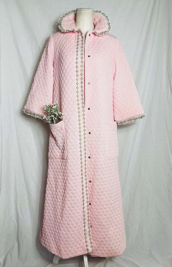 60's Quilted Robe, Pale Pink 60's Mod Duster, Cute Vi… - Gem