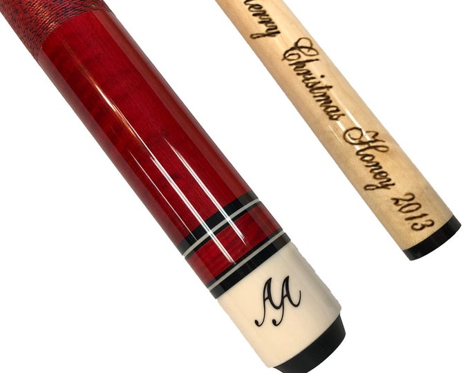 Alex Austin Custom Engraved Color Series Red 2 Piece Pool Cue Stick ...