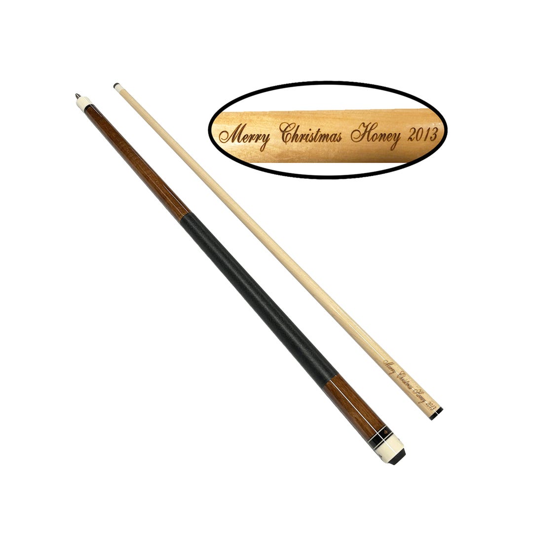 Custom 2 Piece Pool Cue Stick With Walnut Stain and Personalized Name ...