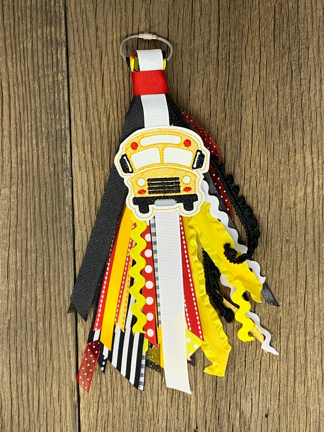 School Bus Bag Tag, Bogg Tag Tassel, Personalized Bag Tag, Embroidered ...