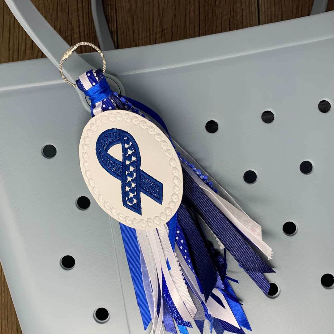 Colon Cancer Bogg Tag Tassel, Personalized Bag Tag, Embroidered Bag Tag ...