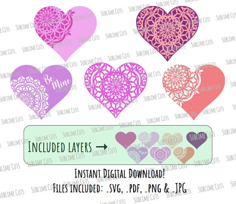 Valentines Day Hearts Svg Heart Mandala Heart Svg Image - Etsy