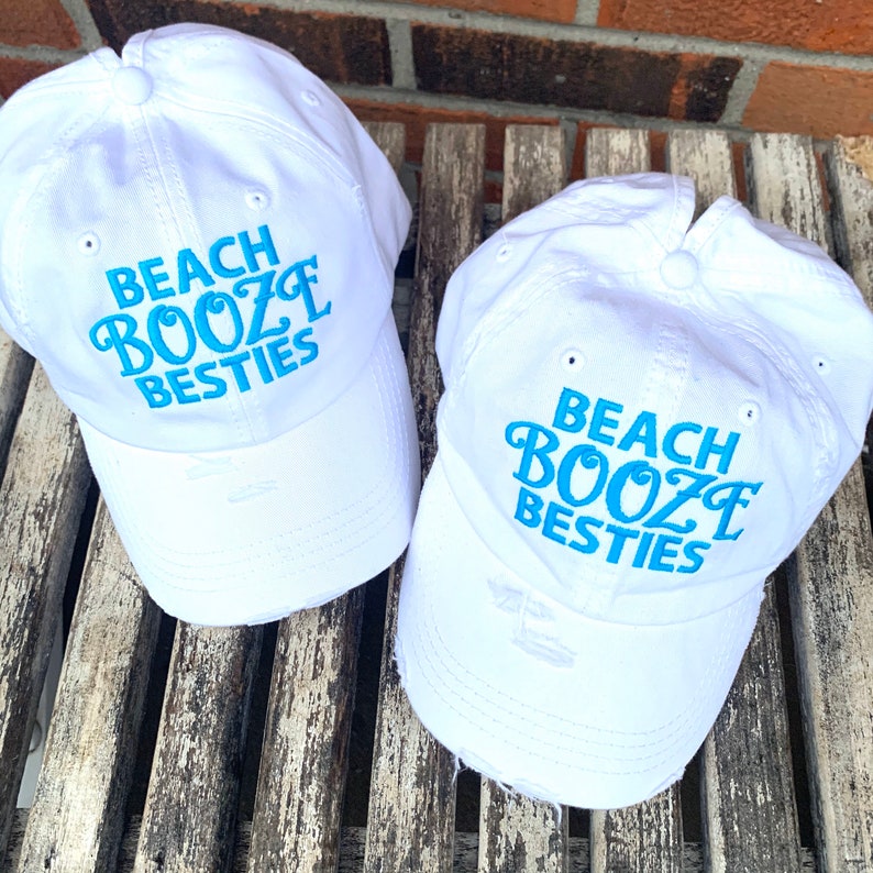 BEACH BOOZE BESTIES Ponytail Hat Vacation Girls Trip - Etsy