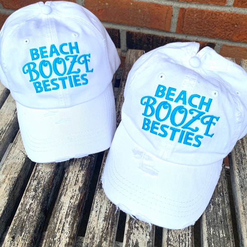 BEACH BOOZE BESTIES Ponytail Hat Vacation Girls Trip | Etsy
