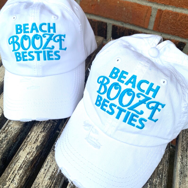 BEACH BOOZE BESTIES Ponytail Hat Vacation Girls Trip - Etsy