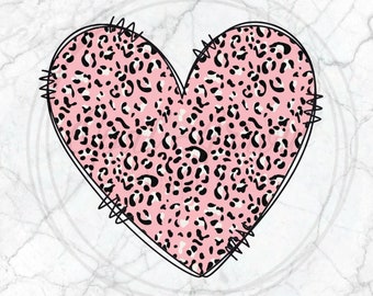 Heart Leopard Sublimation PNG Clipart Pink Tone Heart Shape Design ...