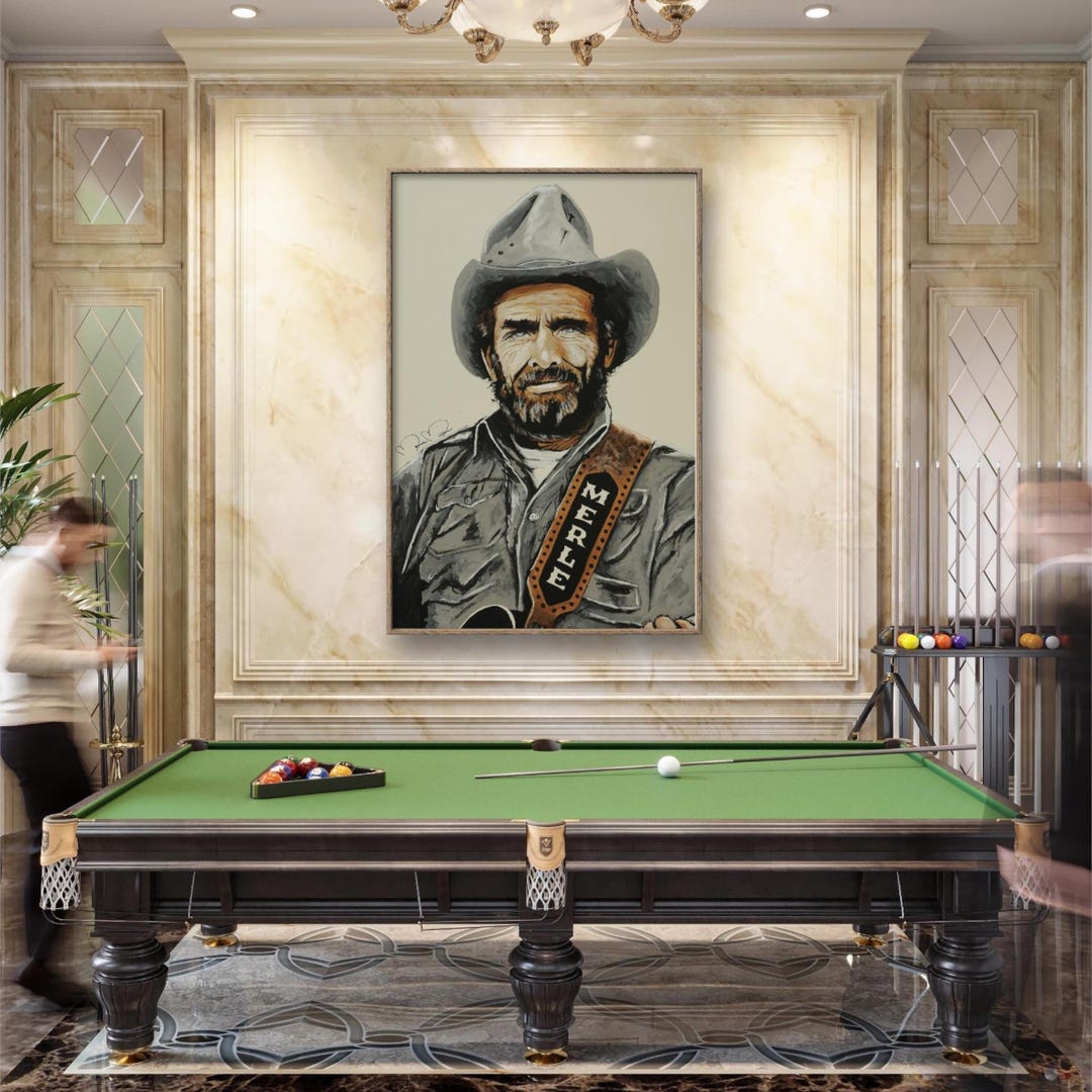 Merle Haggard Portrait Print, Country Music Legend, Ranch Decor - Etsy