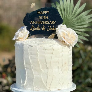 Personalized Anniversary Cake Topper, Golden Anniversary Cake Topper ...