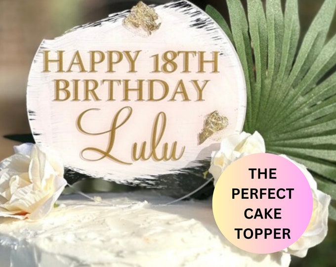 Birthday Cake Topper, 5 Acrylic Round Cake Topper, Custom Cake Topper ...