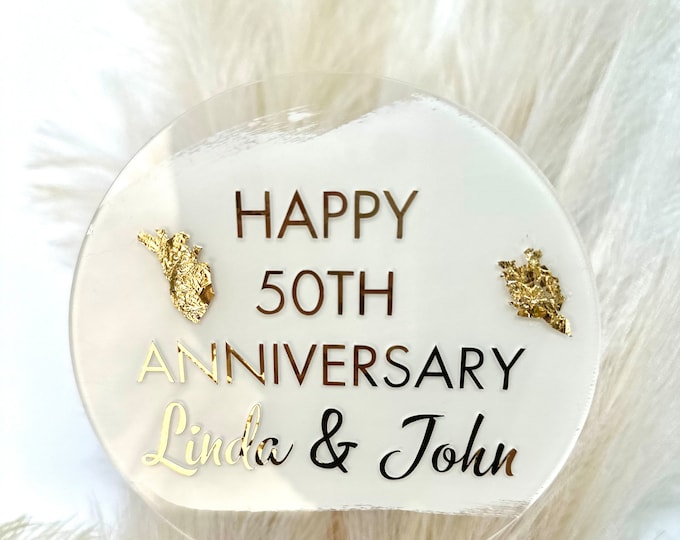 Personalized Anniversary Cake Topper, Golden Anniversary Cake Topper ...