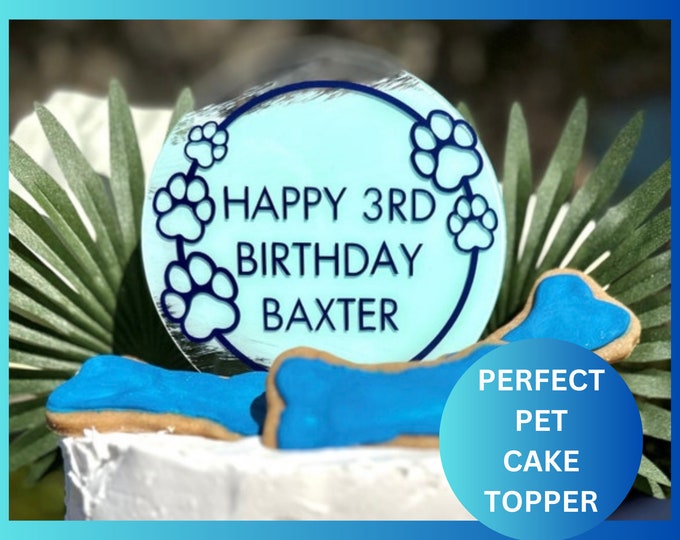Dog Birthday Cake Topper, Custom Pet Birthday Cake Topper, Personalized ...