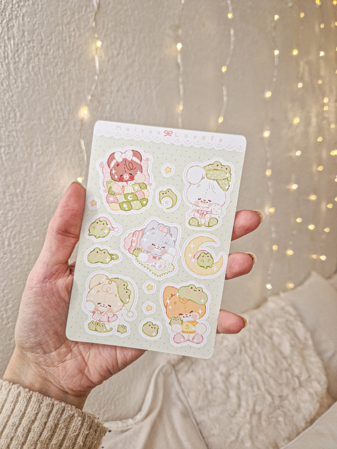 Kawaii Frog Good Night Pajama Stickers Sheet - Etsy