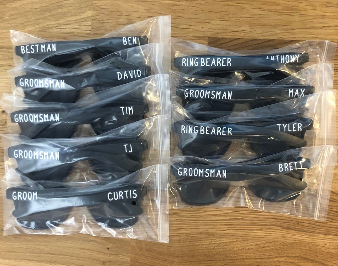 Personalized Black Bridal Party Sunglasses, Groom Retro Frames, Unique ...