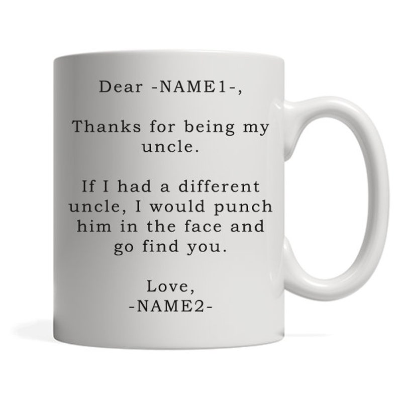 Dear Uncle Thanks for Being My Uncle Uncle Coffee Mug Gift | Etsy