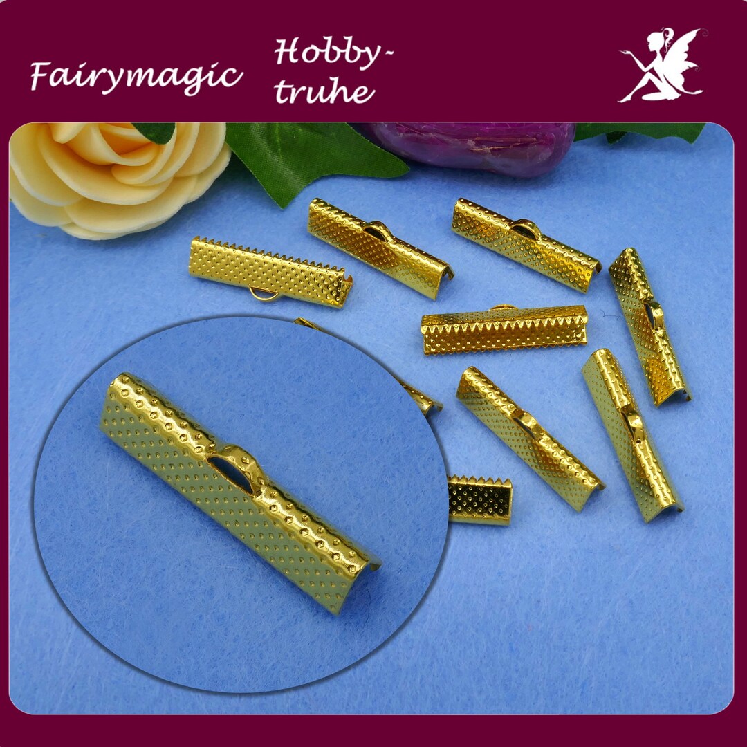 10 Band Clamps / End Caps Made of Gold-plated Metal With Eyelet. for ...