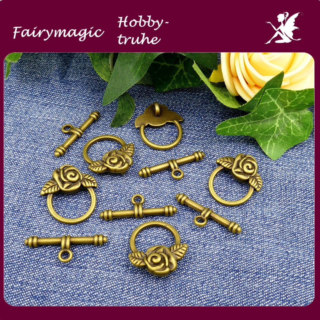 0.35 Eur/set of 5 Toggle Clasps ROSE Bronze Colored - Etsy
