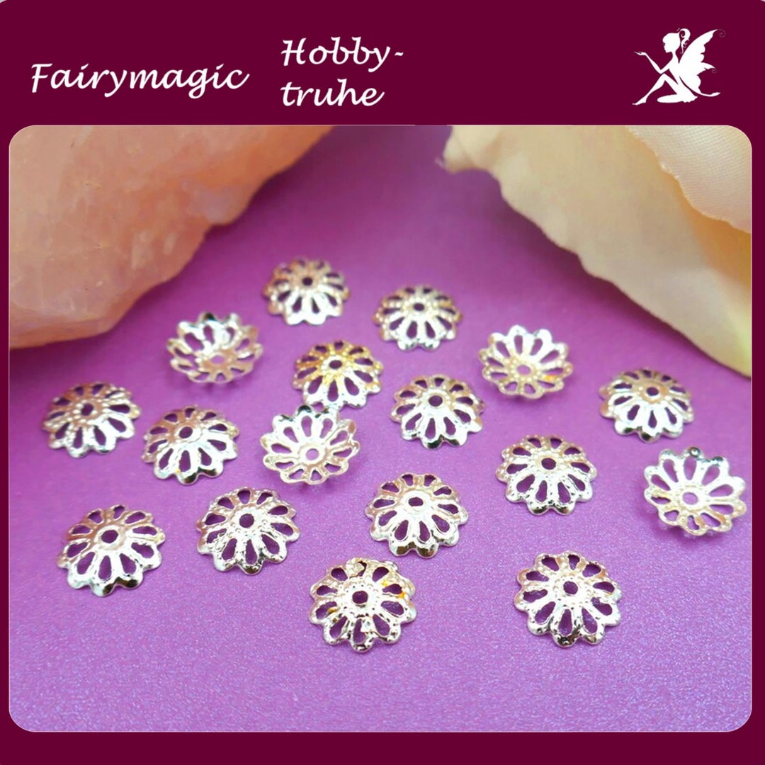 200 Delicate Pearl Caps Light Silver 9 Mm - Etsy