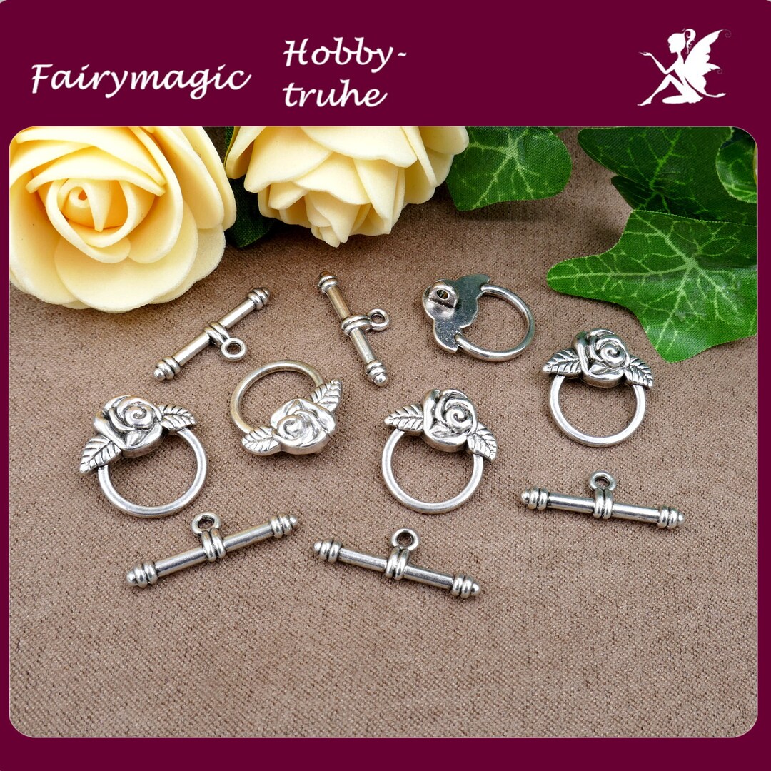 0.35 Eur/set of 5 Toggle Clasps ROSE Silver - Etsy
