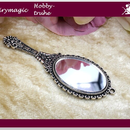 Hand Mirror Pendant 70x26mm Antique Silver Miniature Hand - Etsy