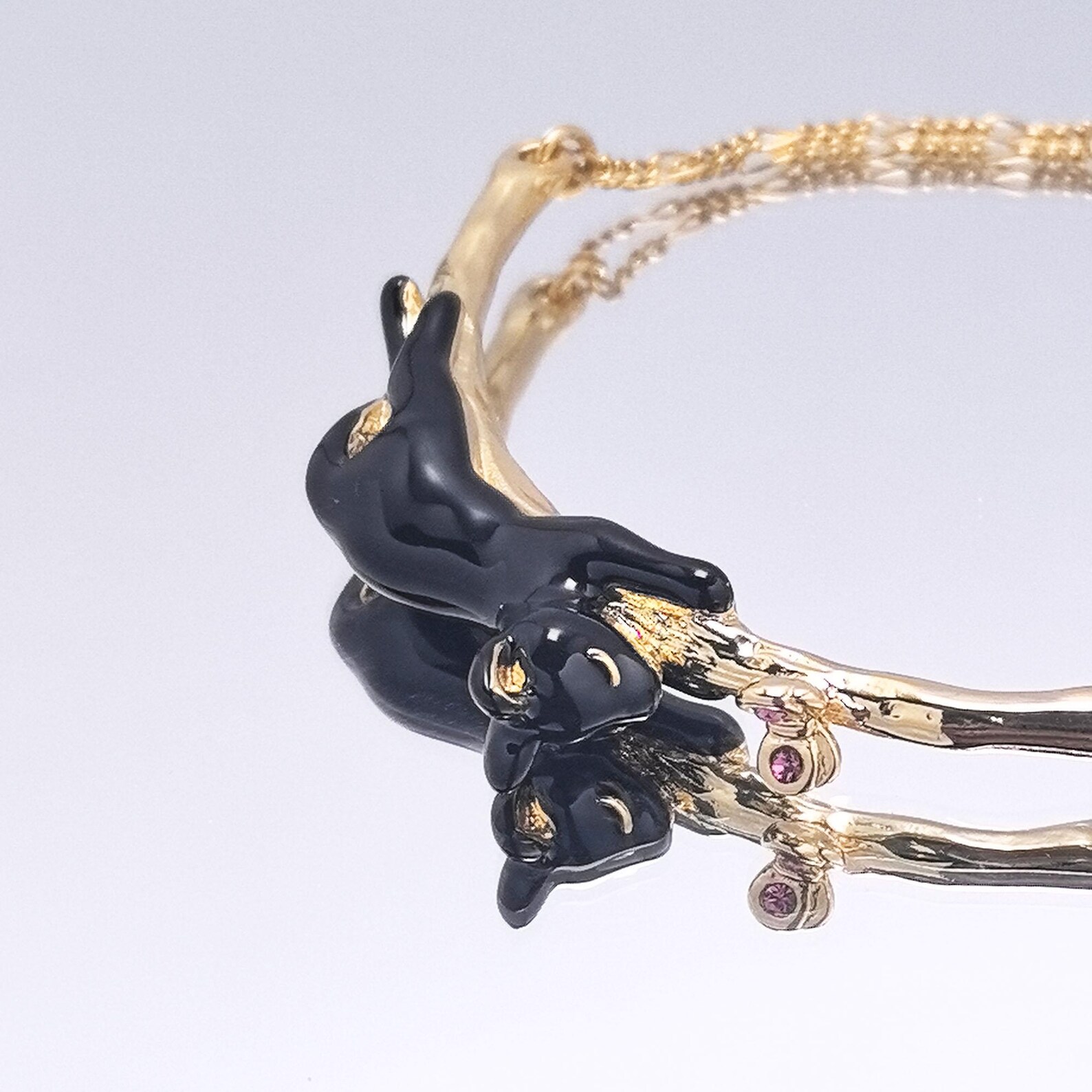 Charming Black Cat Bracelet for Women | Gold-plated Bangle Jewelry ...