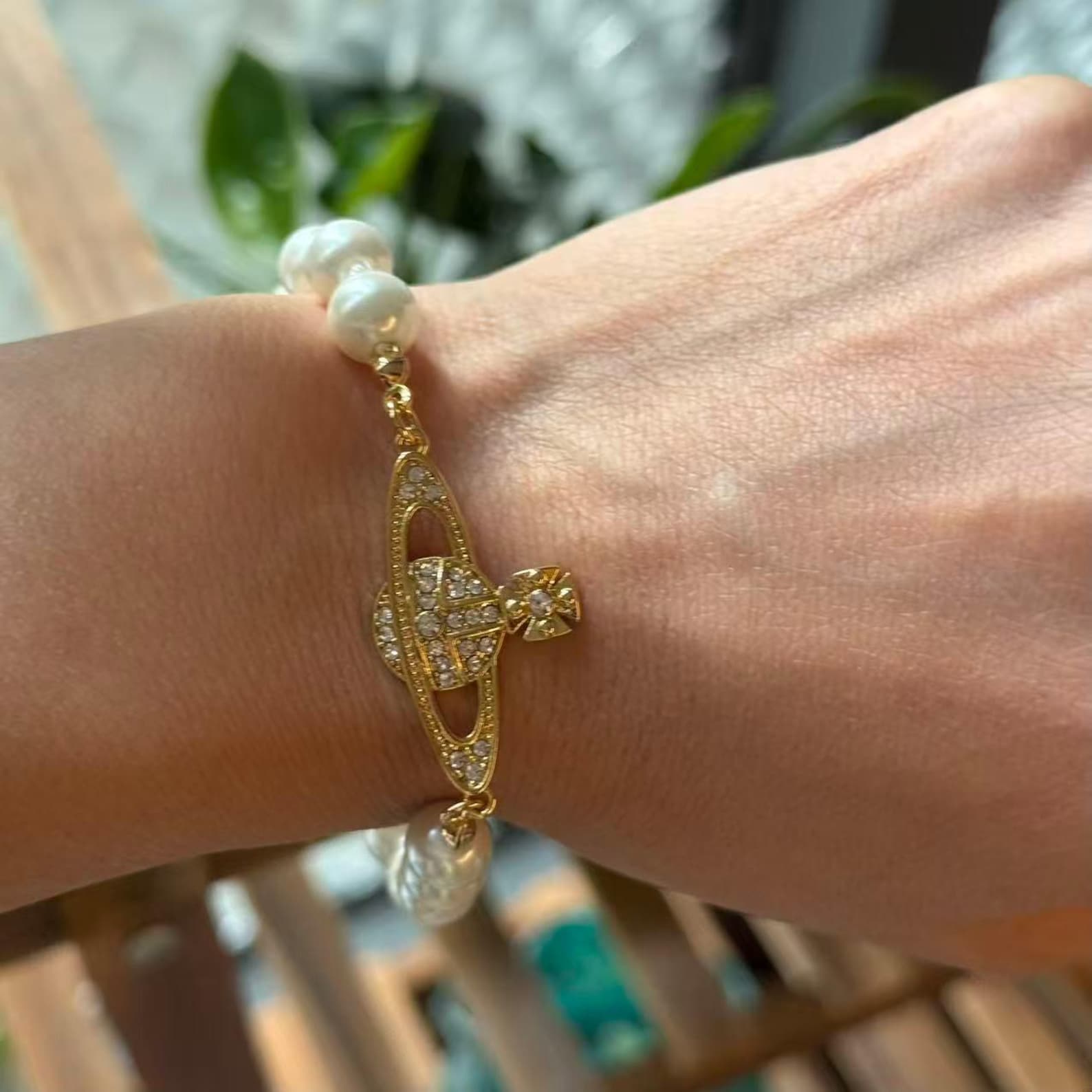 Saturn Pearl Bracelet Vintage CZ Zircon Planet Personalized Gift - Etsy