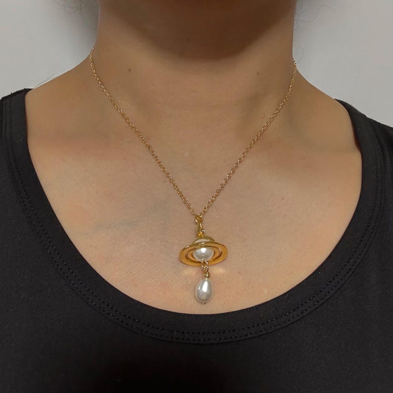 Baroque Pearl Pendant Necklace Planet Jewelry Spherical Collar Necklace ...