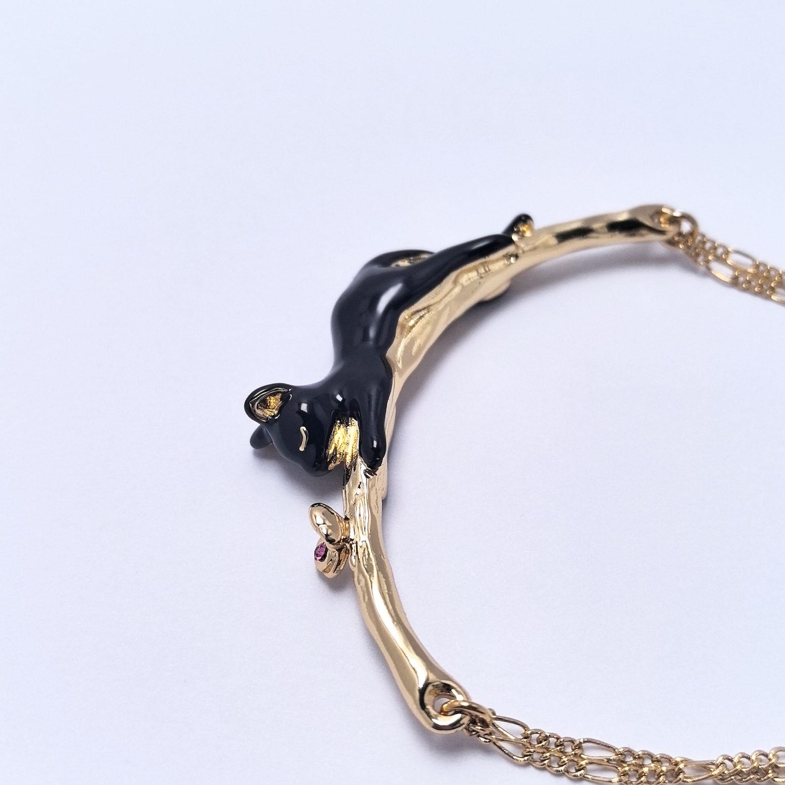 Charming Black Cat Bracelet for Women | Gold-plated Bangle Jewelry ...