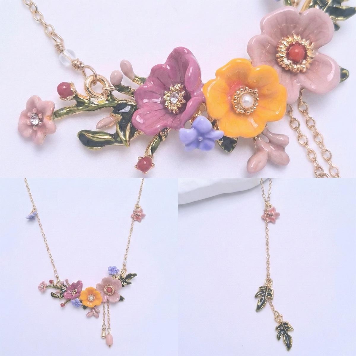 Enamel Flower Necklace | Botanical Delicate Spring Floral Choker ...