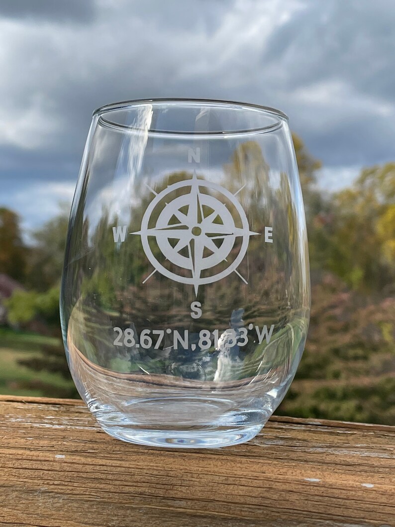 Personalized Compass Glass-longitude and Latitude of Your Favorite ...