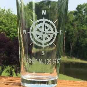 Personalized Compass Glass-longitude and Latitude of Your Favorite ...
