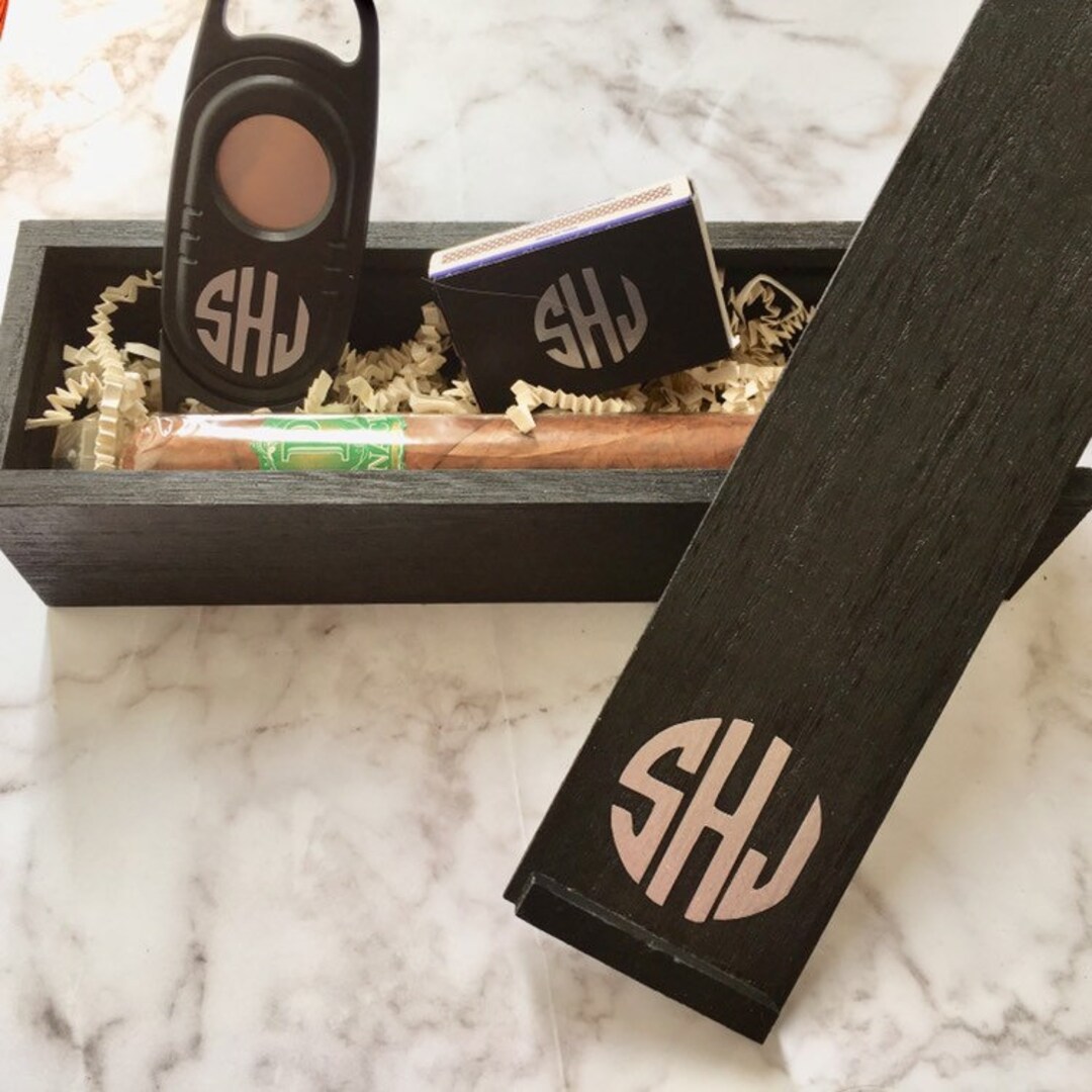 Personalized Cigar Gift Box – Monogrammed Cutter & Matches, Groomsmen ...