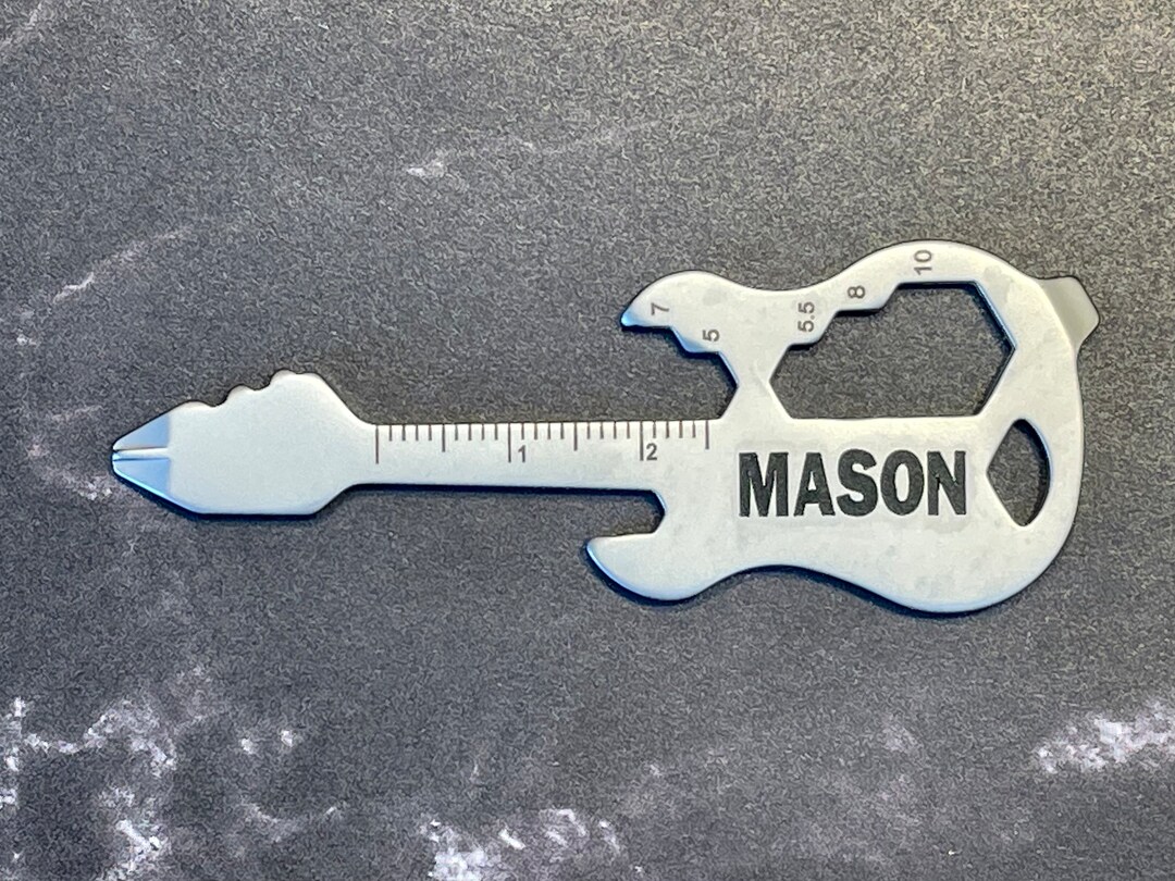 Guitar Keychain Multitool, Personalized Multitool - Personalized Pocket Tool, Wallet Tool, 12 in ...