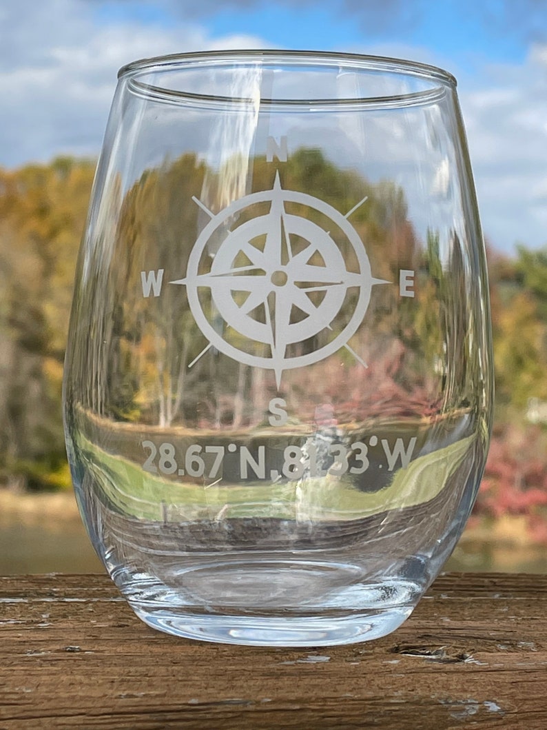 Personalized Compass Glass Longitude and Latitude of Your - Etsy
