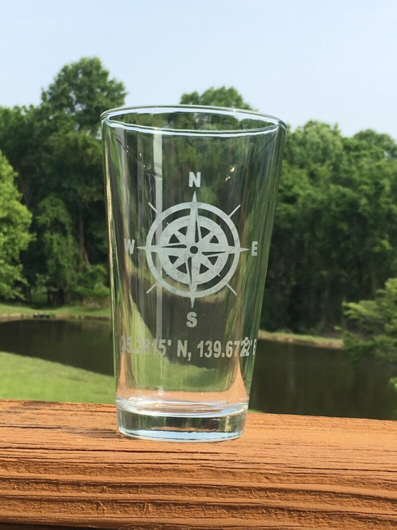 Personalized Compass Glass Longitude and Latitude of Your - Etsy