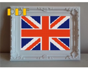 Union Jack Flag Cross Stitch - Etsy
