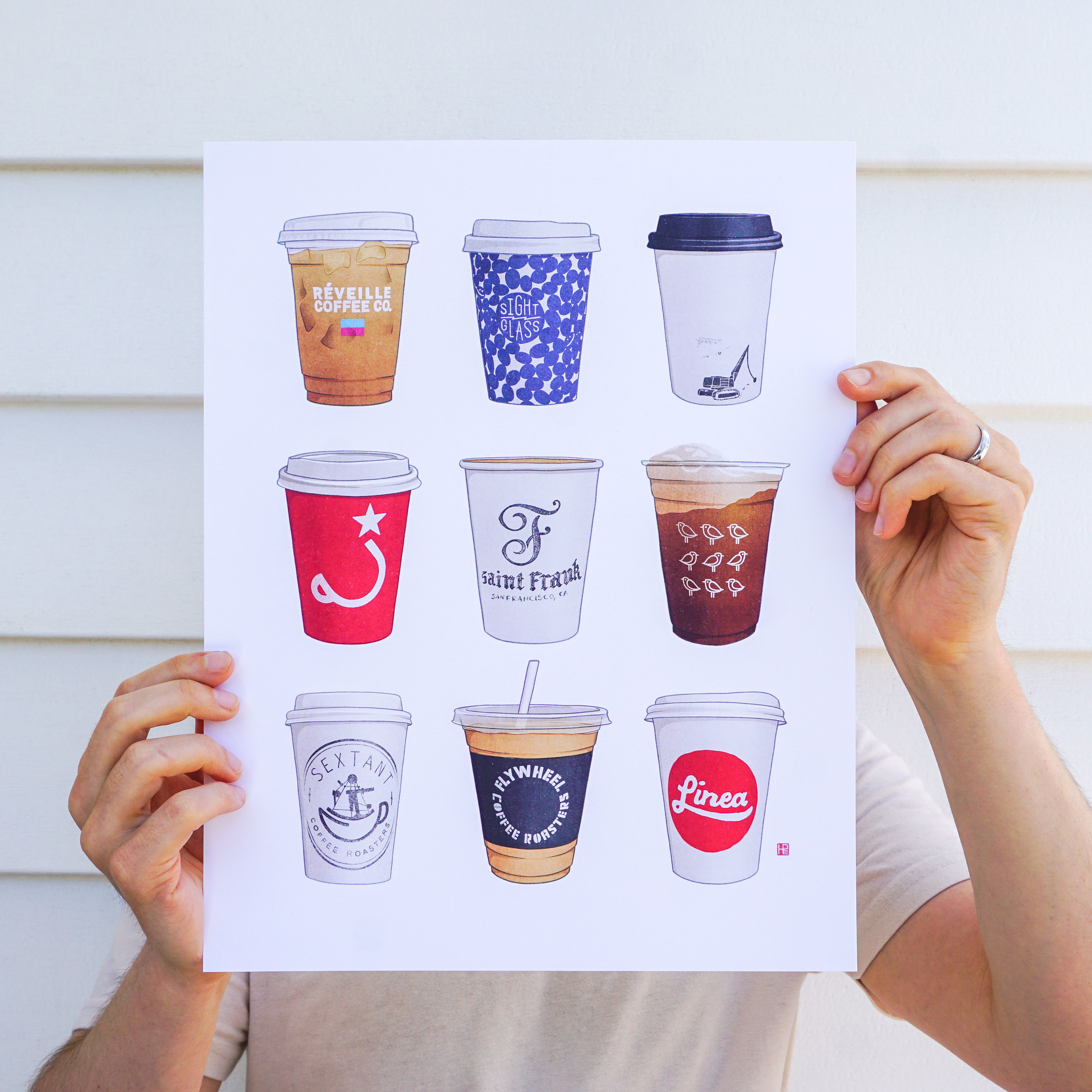 Local San Francisco Cafes: Illustrated Coffee Cups Print - Etsy